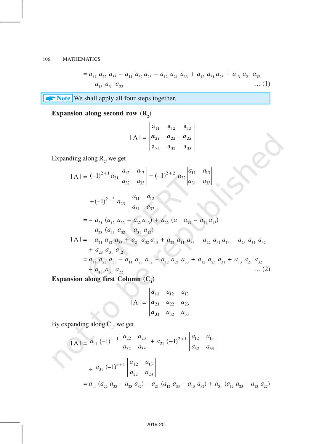Determinants - NCERT Book of Class 12 Mathematics Part I